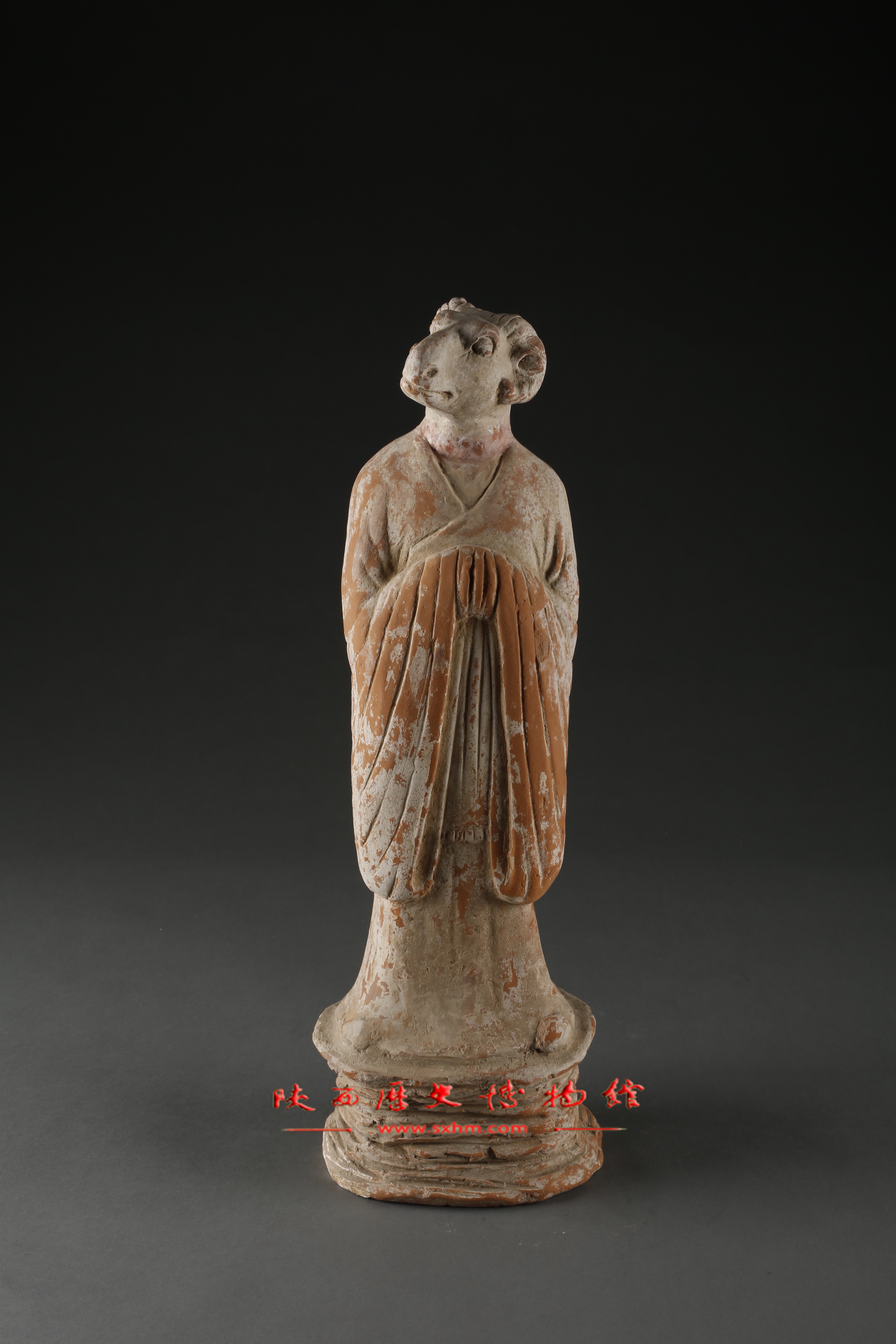 唐彩绘陶十二生肖羊俑 陕西历史博物馆 唐 彩绘 陶 十二生肖 羊 俑